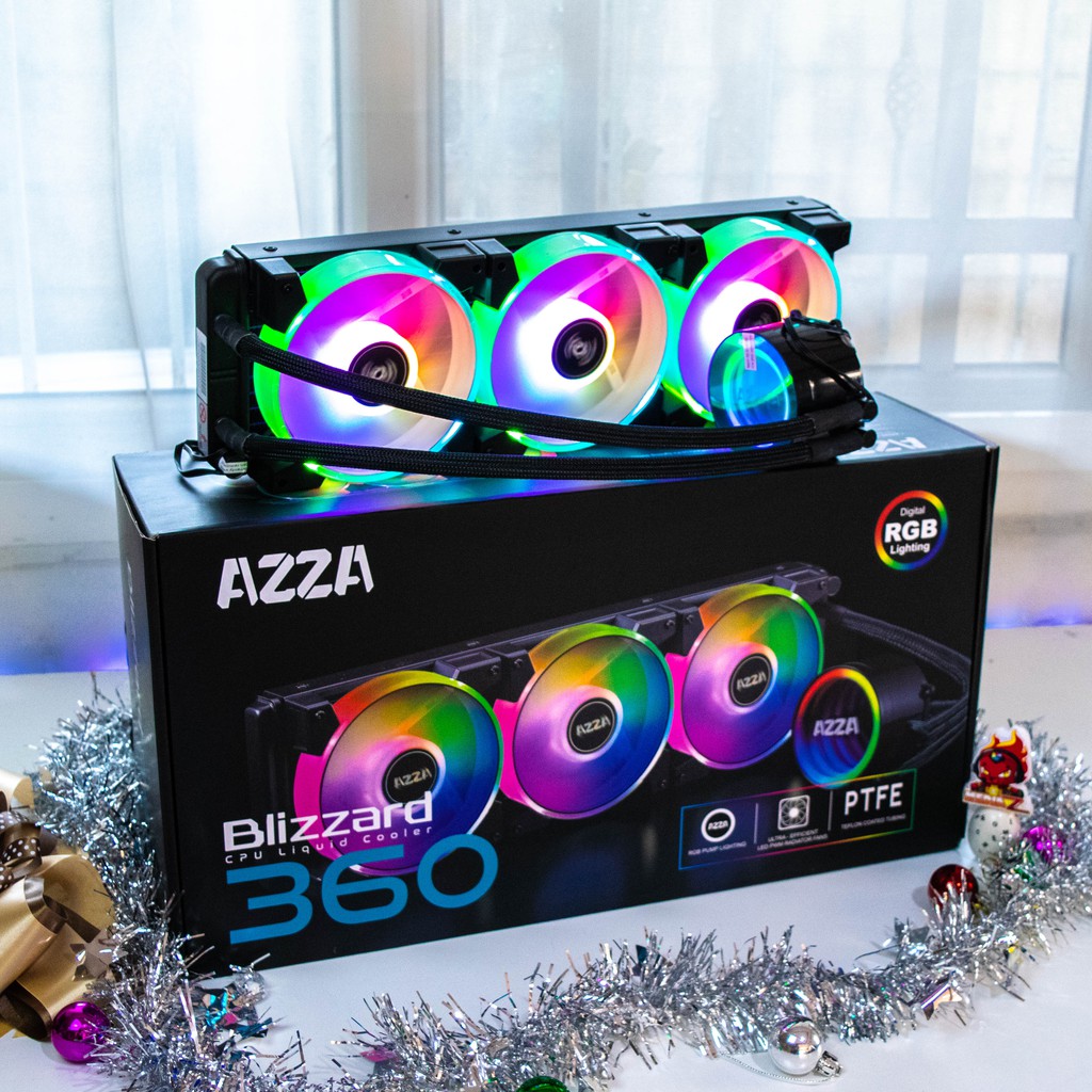 Blizzard 360mm ARGB Dual riing Liquid Cooler AZZA ( ชุดน้ำ ปิด 3ตอน ) - mediazcom - ThaiPick