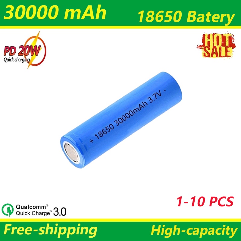 18650 Li ion Rechargeable Battery 30000mAh 3.7V Li ion Battery for LED Flashlight/electronic ...