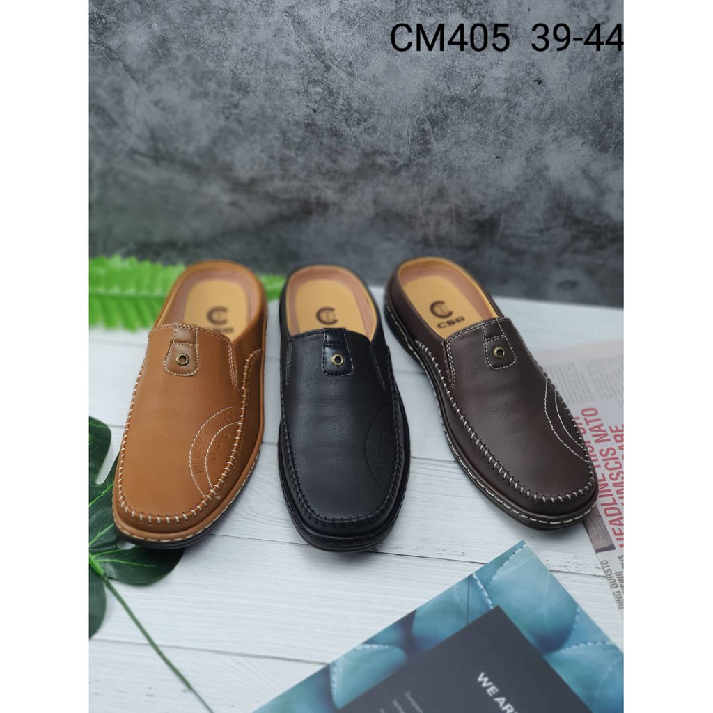 รองเท้าหนังแบบเปิดส้น ลำลอง CM405 ไซส์ 39-44 มี 3 สี น้ำตาล ดำ แทน ไซส์ ...