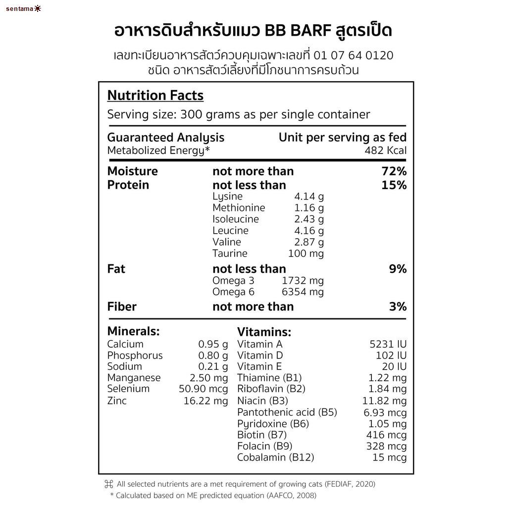 จัดส่งในพื้นที่ประเทศไทยอาหารบาร์ฟ BB BARF อาหารสดดิบสำหรับแมว SET B ...