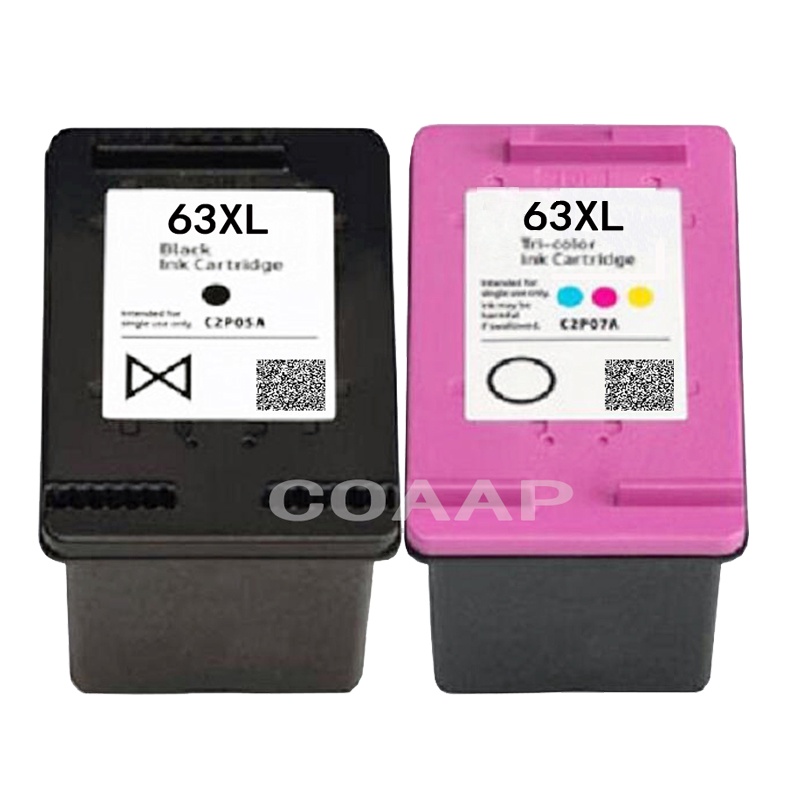 2 Replacement 63XL Ink Cartridge for Refilled HP63XL HP63 F6U64A for ...