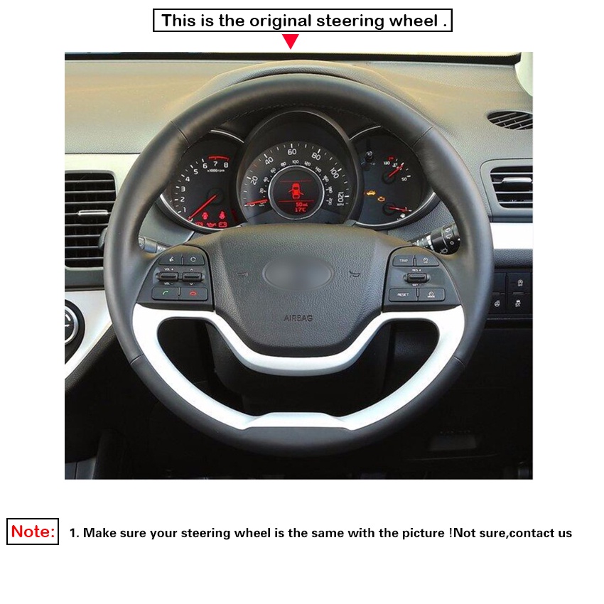 Black PU Faux Leather DIY Hand-stitched Car Steering Wheel Cover for ...