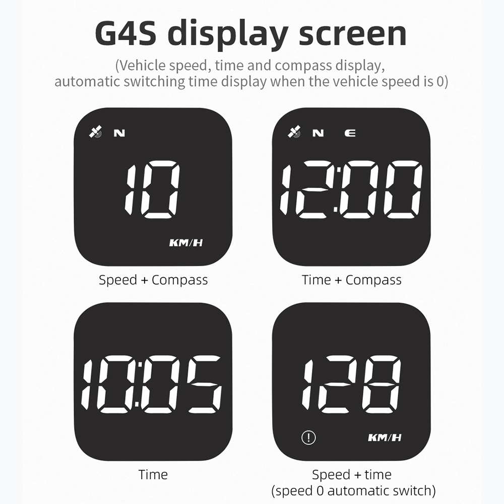 G4S GPS HUD Car LED Head Up Display Smart Digital Alarm Reminder ...