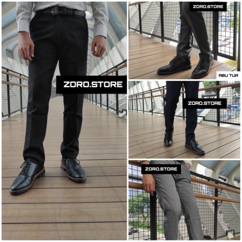 Zoro.Store กางเกงขายาวลําลองสําหรับผู้ชายผ้าขนสัตว์ทรงสลิมฟิตพรีเมี่ยม ...