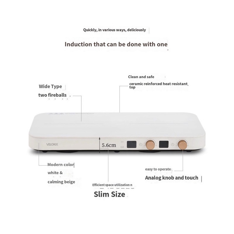 Velonix Wide 2 Ball Induction Cooker Exclusive Grill Set - cococeline ...