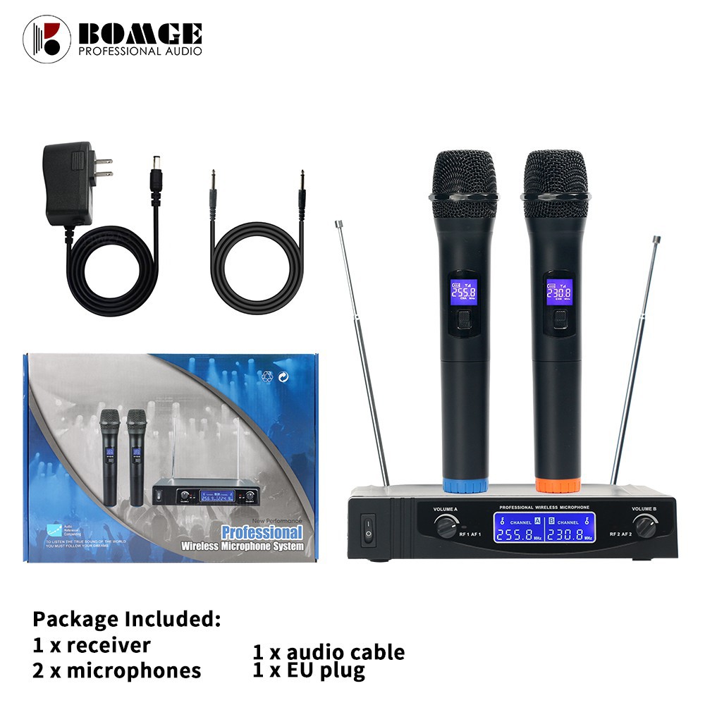 Bomge Vhf Frequencies 2 ช่องสัญญาณไมโครโฟนไร้สาย - bomge.th - ThaiPick