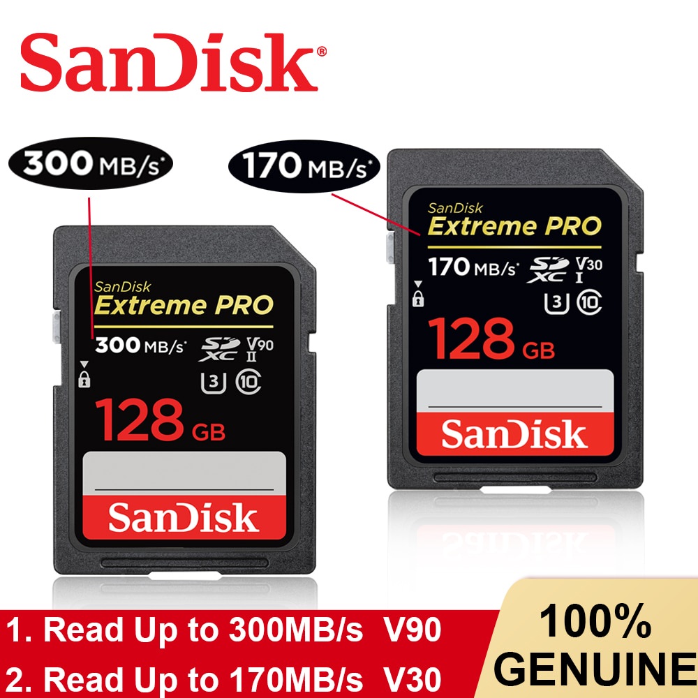 SanDisk Extreme PRO SD Memory Card SDH SDXC UHS-II UHS-I Cards C10 U3 V30 4K V90 8K Full HD Vide ...