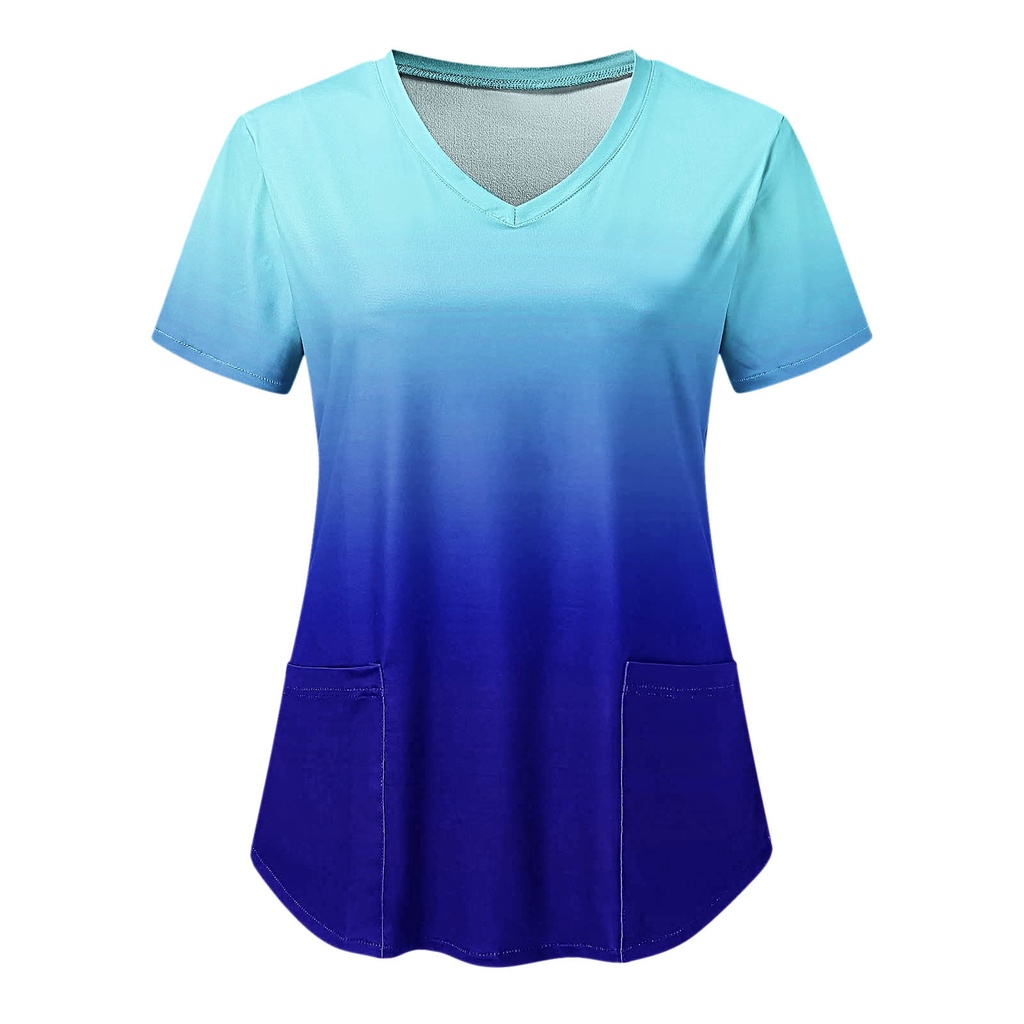 Healthcare Nurse Tunic Uniforms Women Medical Scrubs Floral Print Short ...