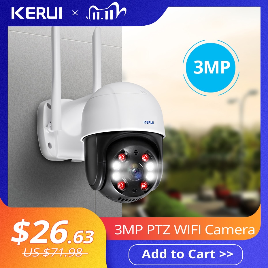 Please COD KERUI Outdoor Waterproof Wireless 3MP WiFi IP Camera Dome 4X ...