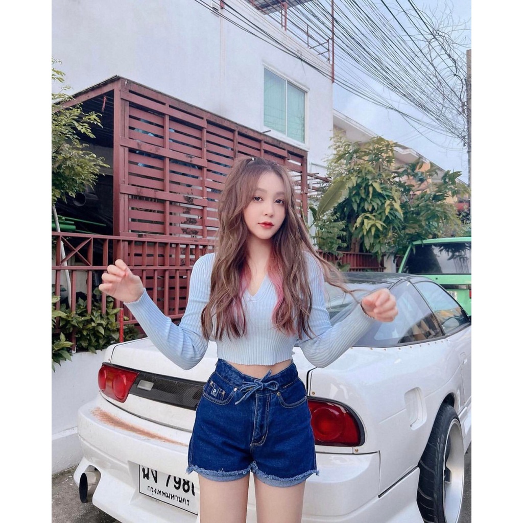 กางเกงยีนส์ขาสั้นขายุ้ย P LANDY DENIM มีเชือกขอบเอวผูก???? ผ้าไม่ยืด ...