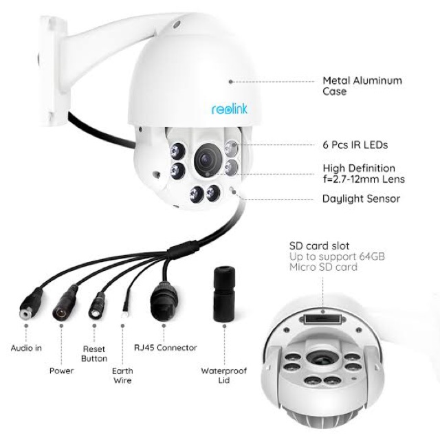 กล้องโดม Reolink RLC-423 5.0 MP High Speed Dome PoE Security IP Camera ...