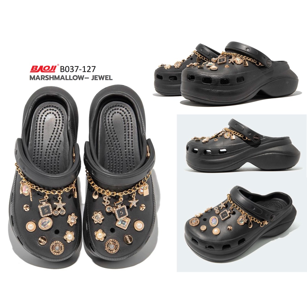 BAOJI B037-127 MASHMALLOW JEWEL รองเท้าแตะบาโอจิ แบบสวม รุ่นใหม่ ส้นสูง ...