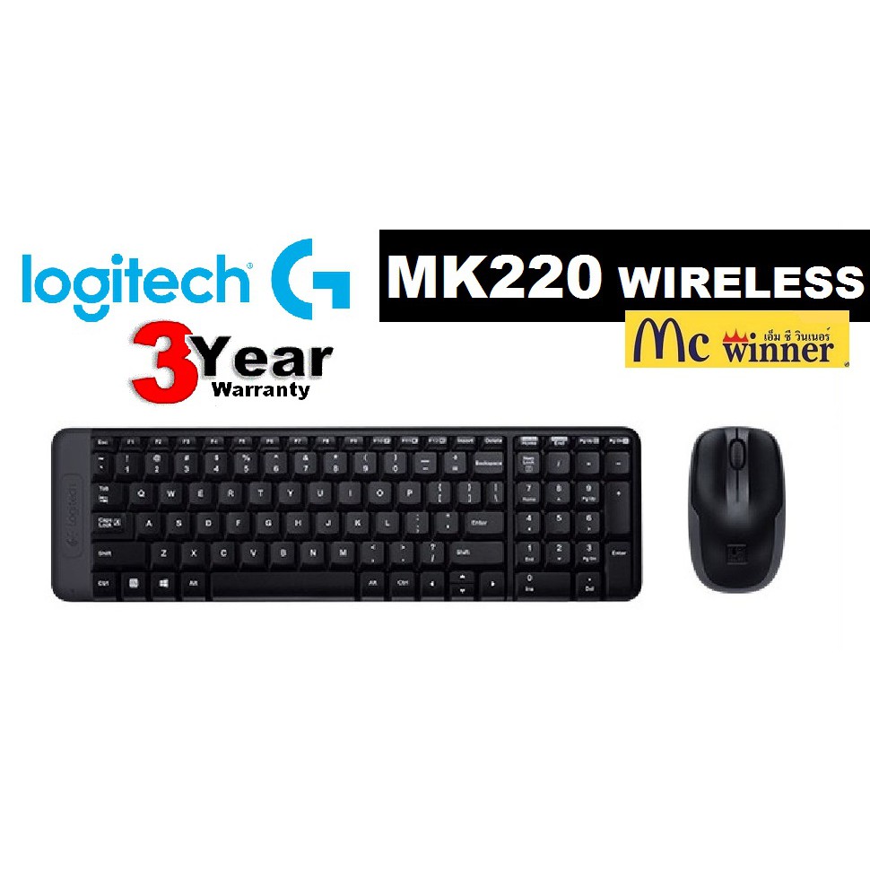 KEYBOARD & MOUSE (คีย์บอร์ดและเมาส์ไร้สาย) LOGITECH MK220 WIRELESS ...