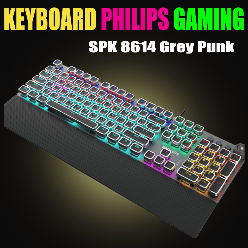 Philips SPK 8614 Gray คีย์บอร์ด- ปุ่มแมคคานิคอล บลูสวิตช์ - ปุ่ม Key ...