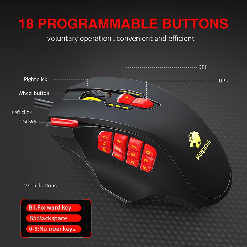 เมาส์ เมาส์KCPDS Mouse MultiKey Macro Programming Gaming Wired Optical ...