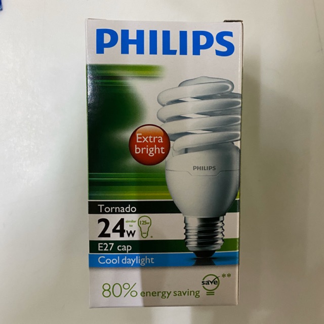 หลอดไฟ PHILIPS 24W ขั้ว E27 แสงขาว หลอดประหยัดไฟ Cool Daylight | Shopee ...
