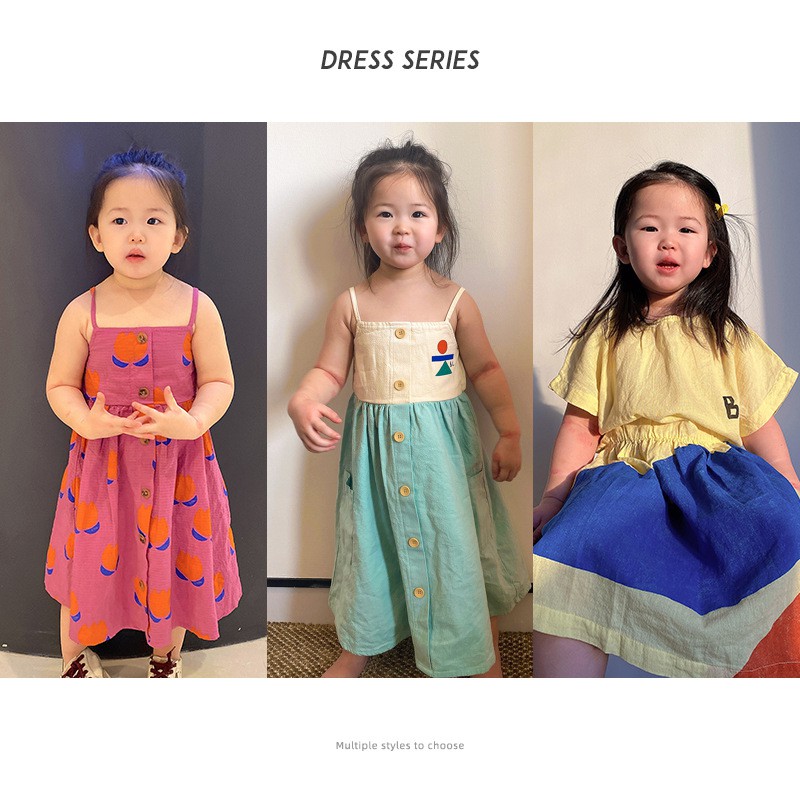 Kids Girls Dress Bobo 2021 Summer Cute Cartoon Printed Short-sleeved ...
