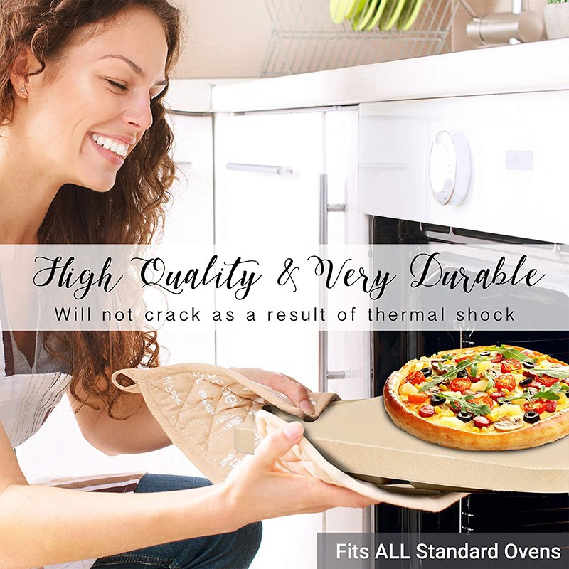 Pizza StoneBaking Stone15X12 Inch Heavy Duty Rectangular Engineered Tuff Cordierite Is Very ...