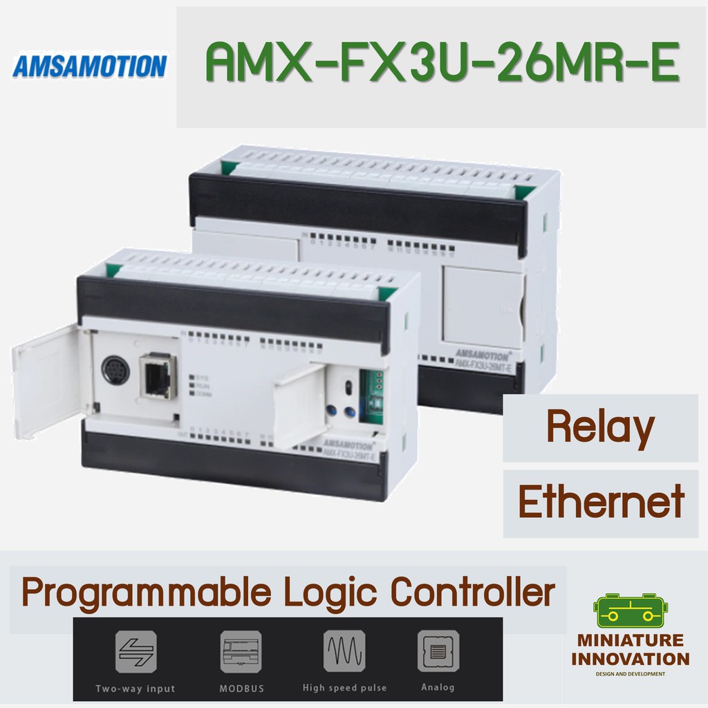 AMSAMOTION PLC 24VDC 26IO Relay Output มี A to D, D to A, RS422, RS485 ...