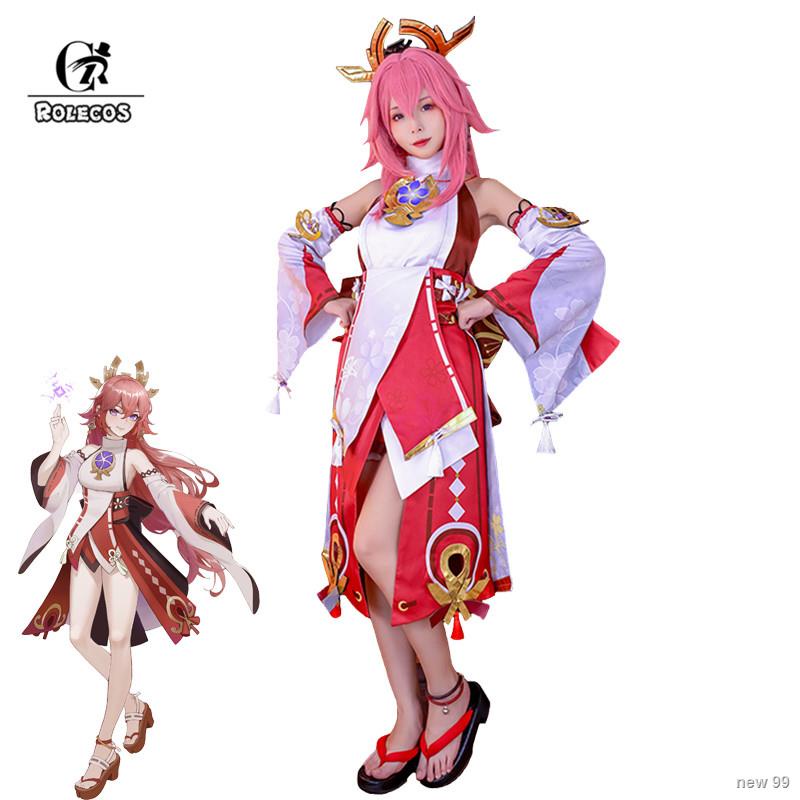 อะนิเมะยอดนิยม ROLECOS Game Genshin Impact Yae Miko Cosplay Costume Yae ...