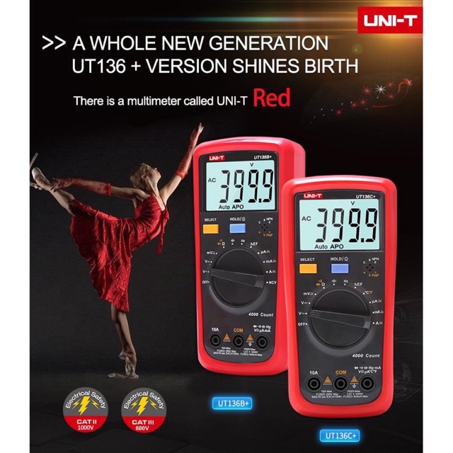 UNI-T UT136B + LCD Digital Multimeter เครื่องวัดกระแสไฟตรง DC / AC ความ ...
