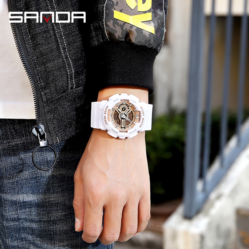 SANDA นาฬิกาแฟชั่นกันน้ำส่องสว่างนาฬิกาผู้ชายนาฬิกาข้อมือผู้ชายสุดหรู - warunk.delicious.th ...