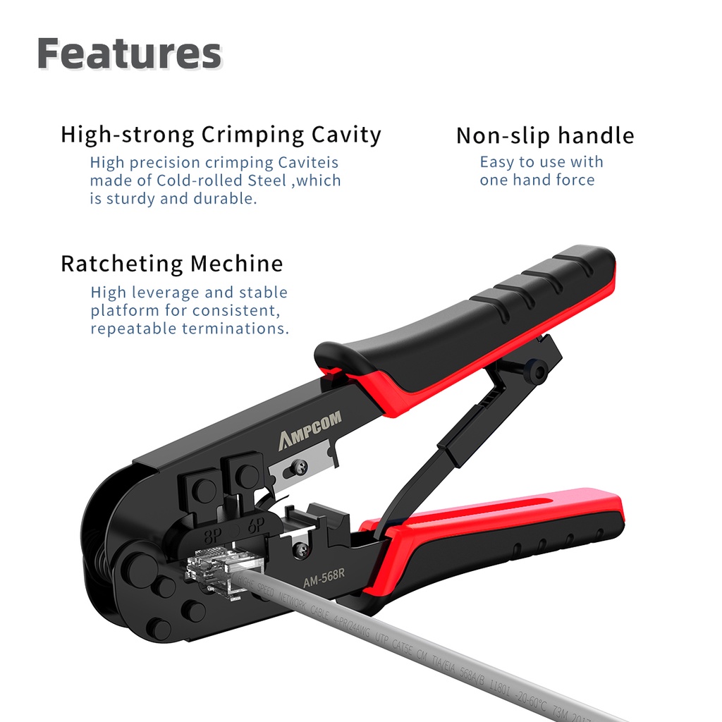 Ampcom Rj45 Crimper Rj11 Rj45 คีมตัดสายเคเบิ้ลอีเธอร์เน็ตเครือข่าย ...