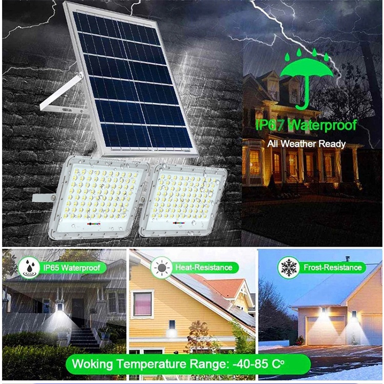 2head LED Solar Light Outdoor LED FloodLamp Remote Control Waterproof ...