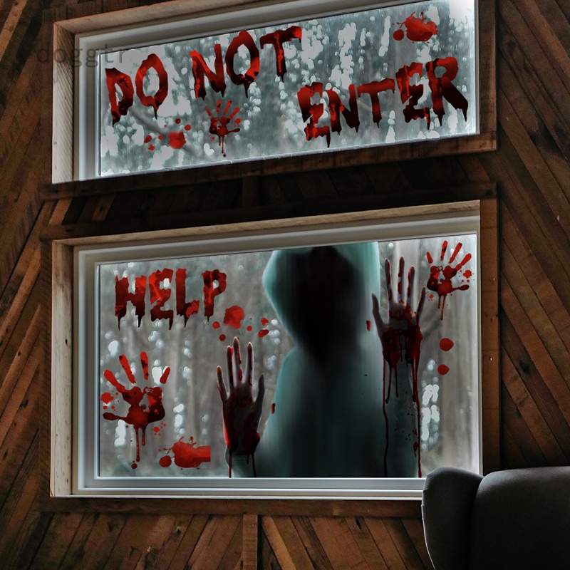 1 Set Halloween Party Haunted Houses Decoration Static Wall Sticker ...