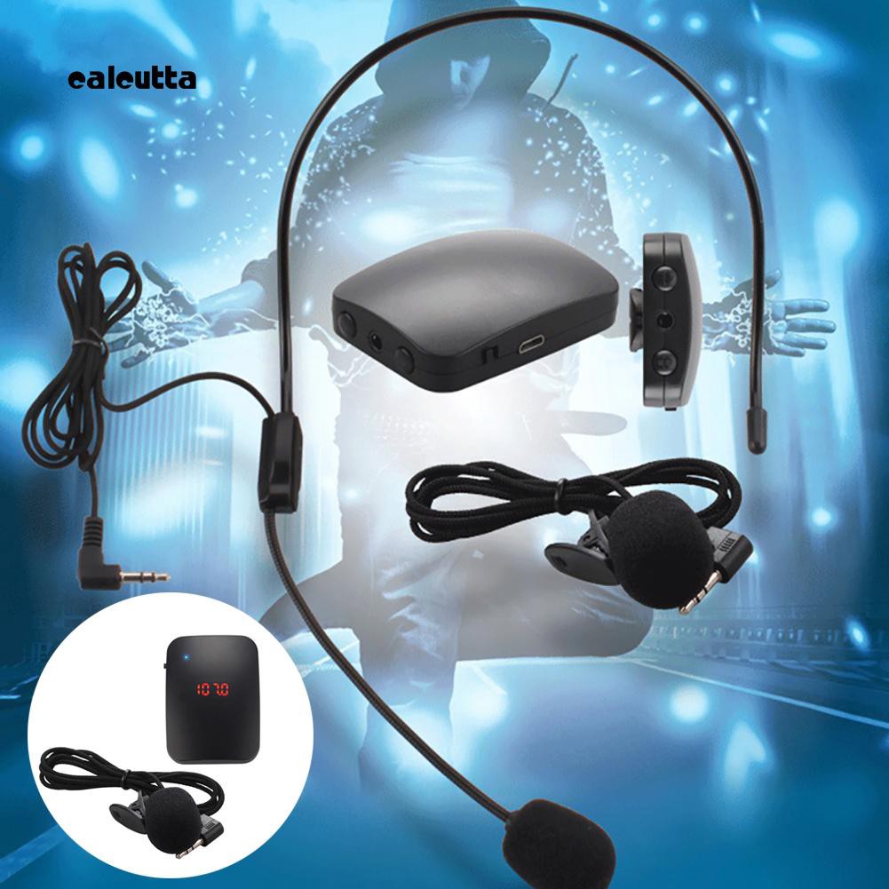 CAL_Wireless Microphone FM Radio Transmitter Headset Collar Tour Guide ...