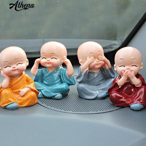4Pcs Car ตกแต่งภายในบ้าน Cute Cartoon Miniature Monks ภูมิจิ๋ว ...