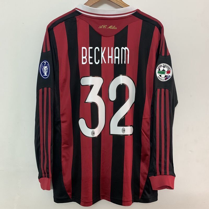 #32 BECKHAM #80 RONALDINHO Classical AC Milan 09 10 Home Soccer Jersey Short / Long Sleeves ...