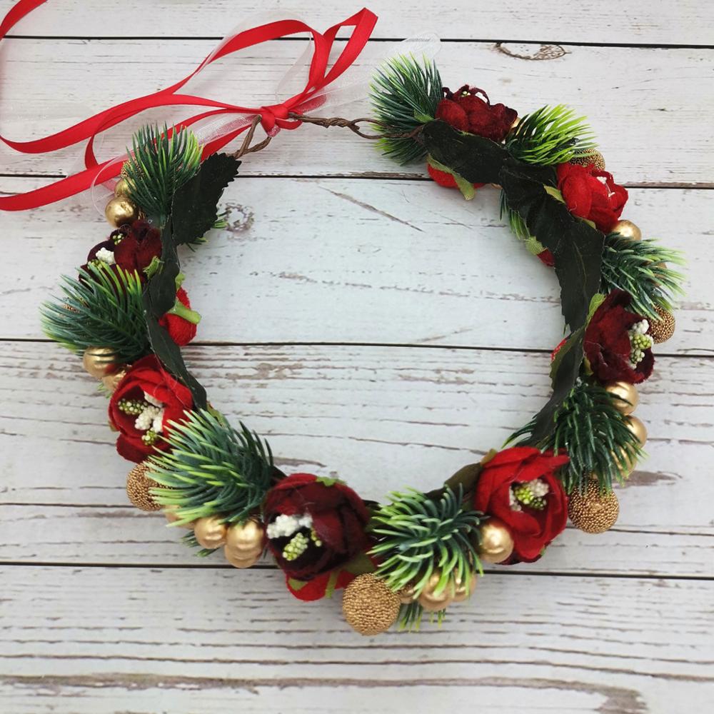 Christmas Flower Crown Festival Headband Women Hair Accessories ...