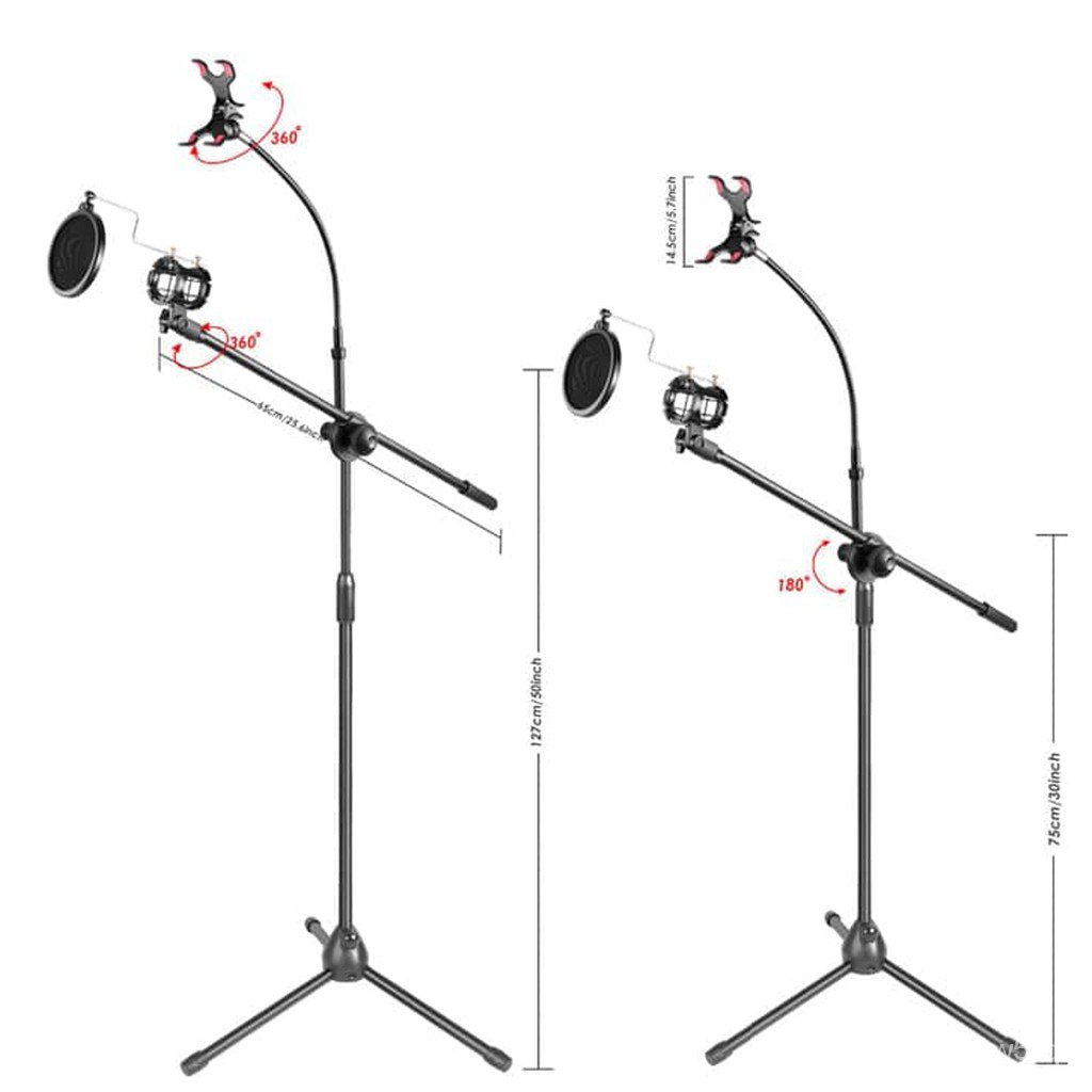 Tripod Microphone Standing Holder Mic 360 Degree Stand Mikrofon befF ...