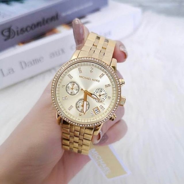 MK5698 ขนาด 36 millimeters NEW WOMENS MICHAEL KORS GOLD RUNWAY ...