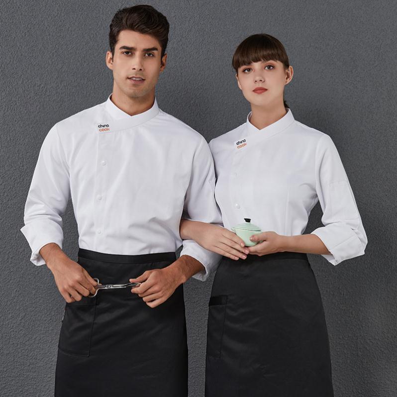 High-End Chefs Clothes Long-Sleeved Autumn Winter Men Women logo Full ...