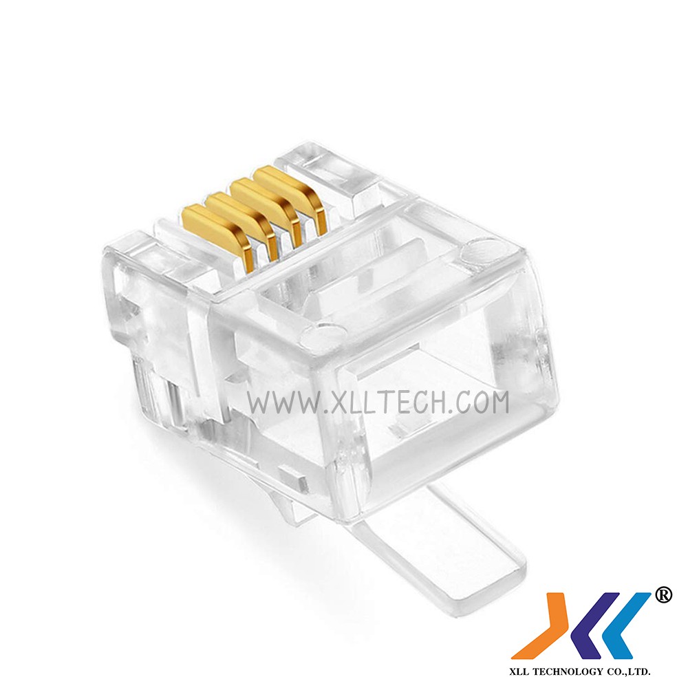 RJ11 Modular Plug 6P4C หัวโทรศัพท์ แบบ 4 เขี้ยว แพ็ค 10 ชิ้นRJ-11 ...