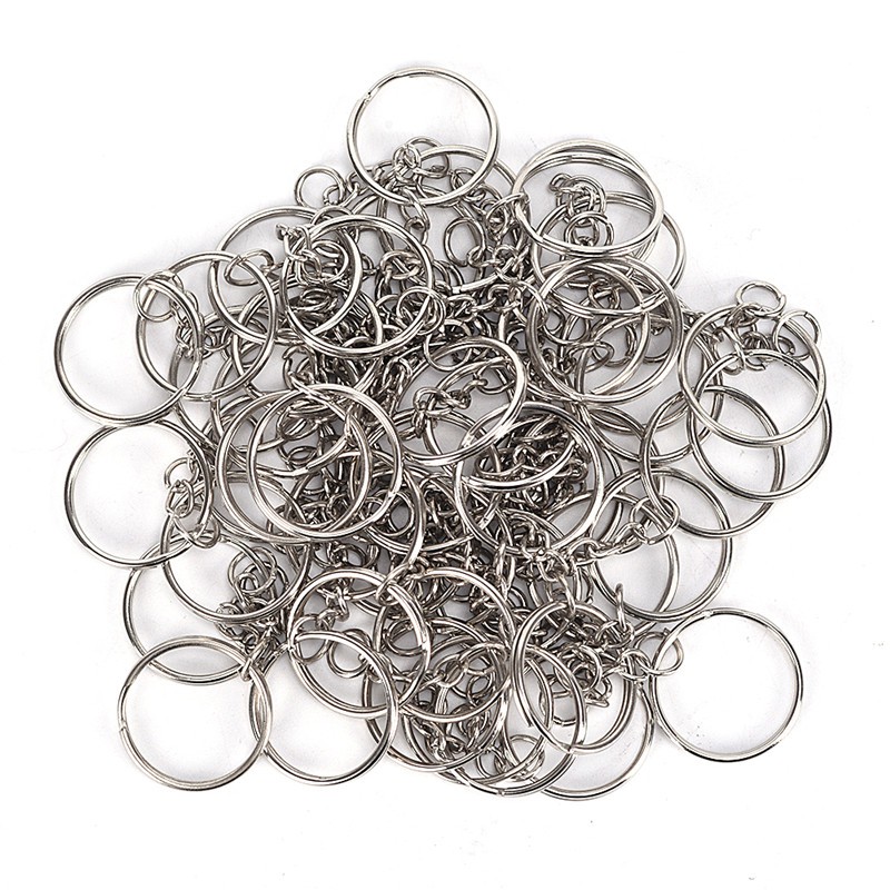 【Purpleredto】50PCS 25mm Polished Silver Keyring Keychain Split Ring ...