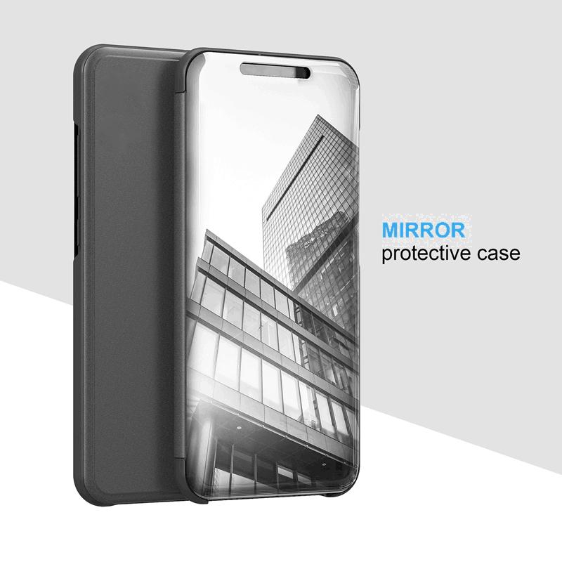 Auroras Mirror Flip Case for OPPO A53 Leather Phone Cover Smart Glossy ...