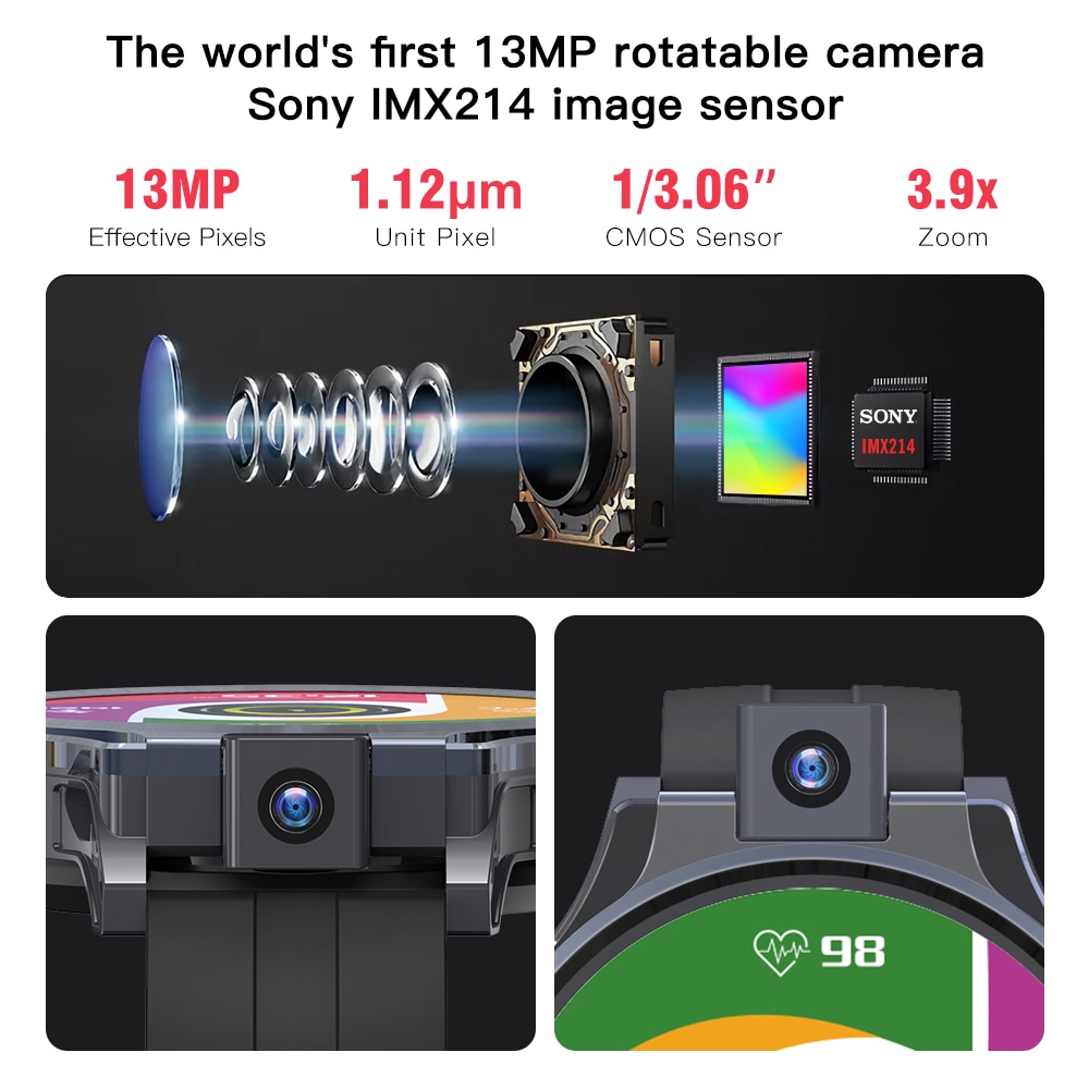 KOSPET PRIME 2 4G Smart Watch Men 4GB 64GB 13MP Camera 1600mAh 2.1 ...