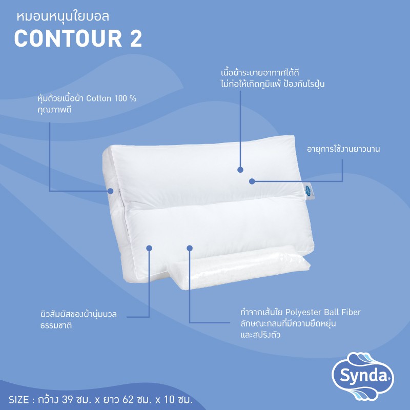ฟรีใยปรับระดับส่งฟรี Synda หมอนหนุนเพื่อสุขภาพ เหมาะสำหรับชอบนอนตะแคง ...
