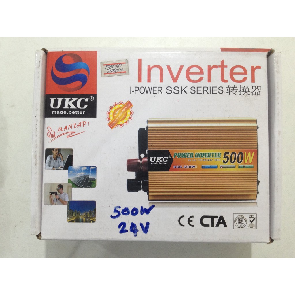 Inverter อินเวอร์เตอร์ UKC I-Power SSK Series SSK 500 W DC-AC Inverter DC 24V TO AC 220V 500W ...