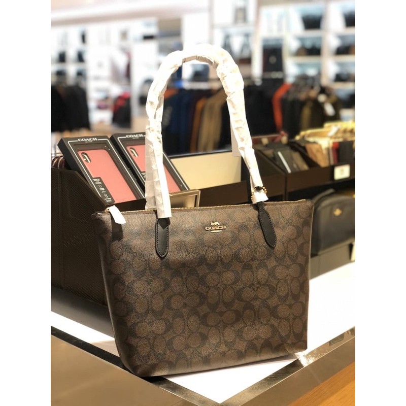 กระเป๋า COACH 4455 ZIP TOP TOTE IN SIGNATURE CANVAS (IMQRF) โทส 14 นิ้ว ...