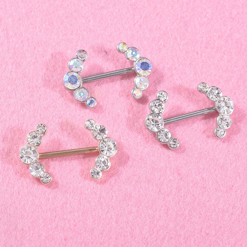 LFTH 2PCS Women Stainless Steel Crystal Shields Bars Nipple Piercing ...