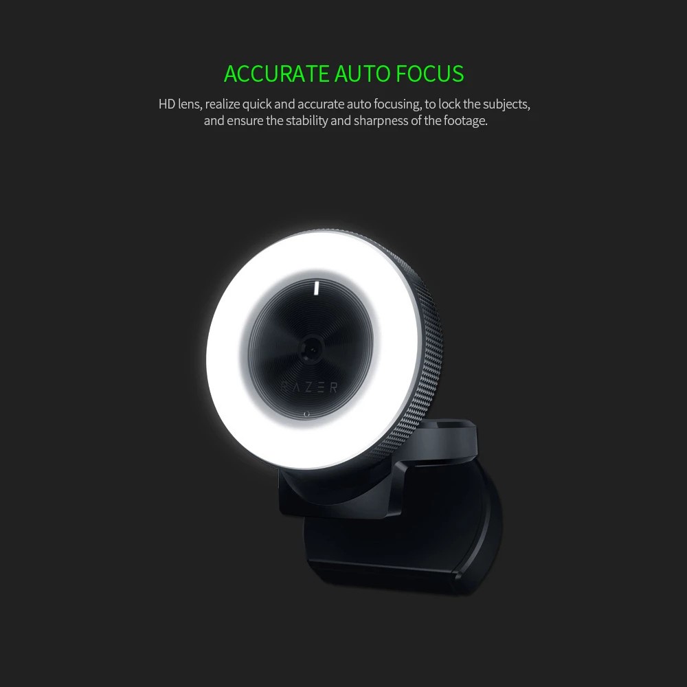 Razer Kiyo HD computer camera-ring light desktop webcam, 1080P, 4MP, HD ...