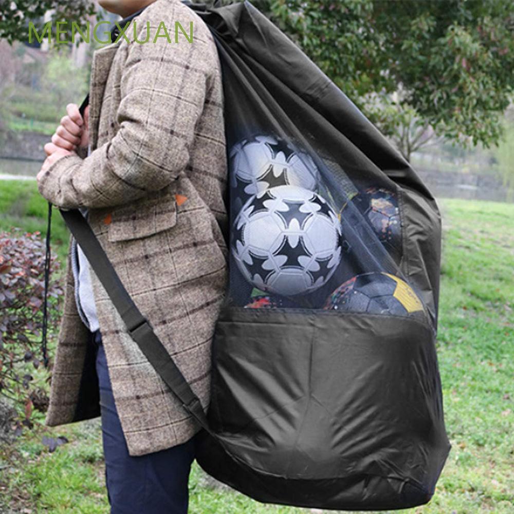 MENGXUAN Heavy Duty Mesh Ball Bag Black Soccer Carrying Sack Ball Carry ...