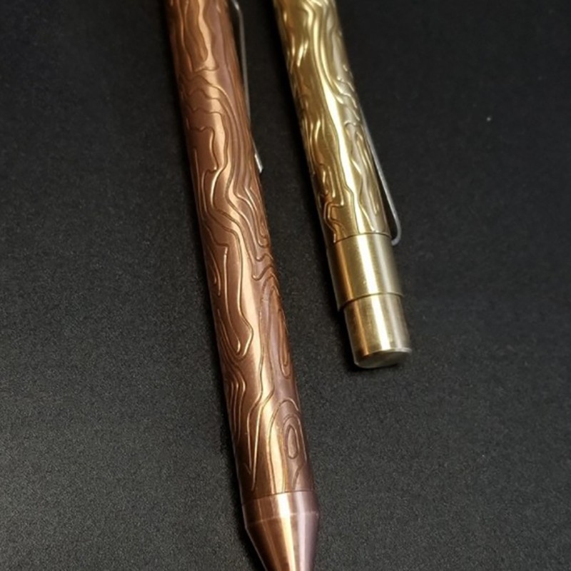 CNEDC Nottingham Carving Topography Titanium Alloy Tactical Pen Copper ...