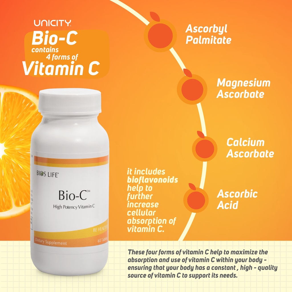 Bio C UNICITY (นำเข้า) Vitamin C ยูนิซิตี้ วิตามินซี เสริมภูมิคุ้มกัน ...