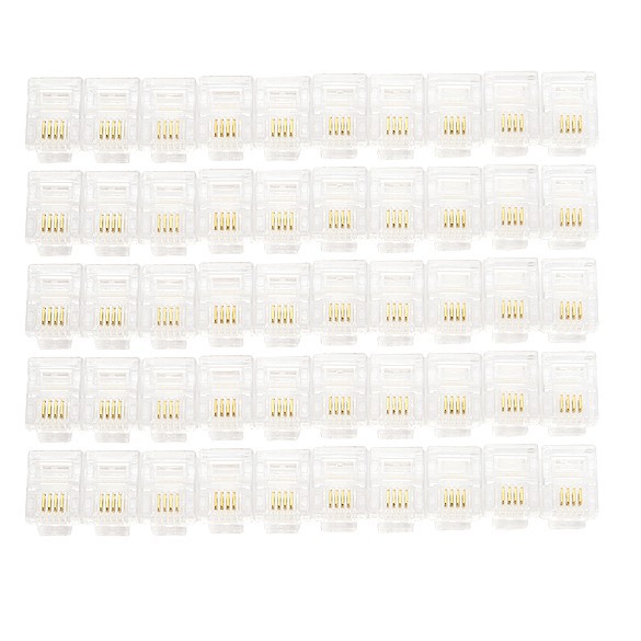 100X4 Pin RJ11 RJ-11 Modular Phone Crystal Plug Connector ส่วนลด100 บาท ...