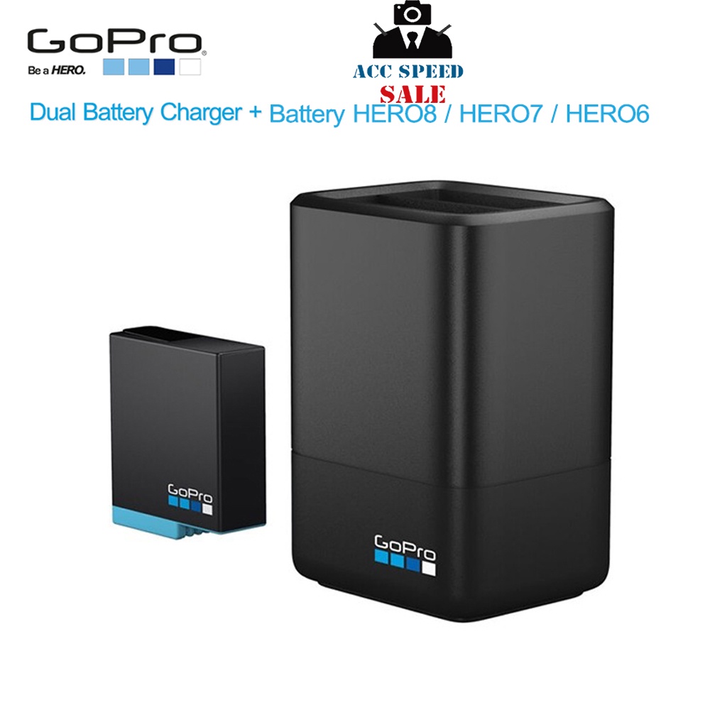 GoPro Dual Battery Charger + Battery for HERO8 Black/HERO7 Black/HERO6 ...